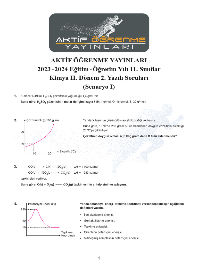 11 Sinif Kimya 2 Donem 2 Yazili | PDF