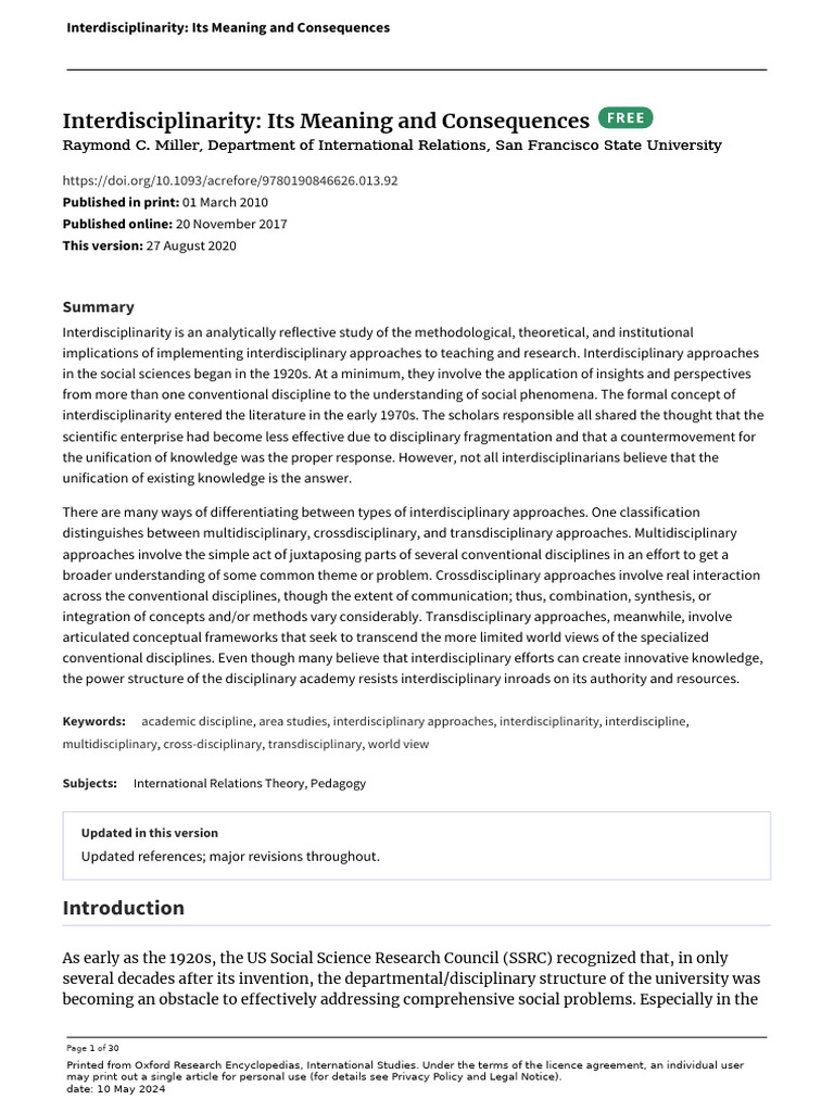 Interdisciplinary Studies Explored | PDF | Interdisciplinarity | Theory