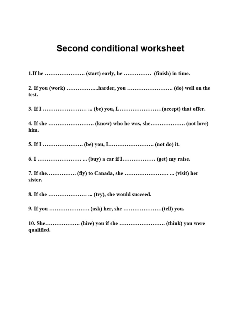 Second Conditional Worksheet | PDF