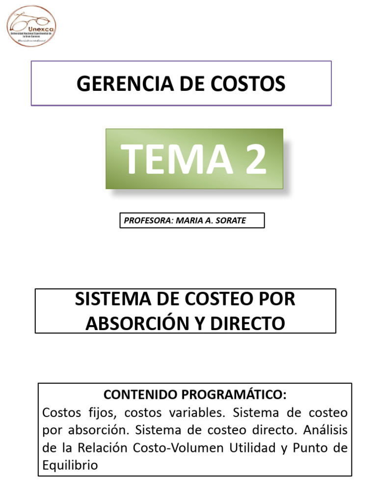 TEMA 2 Gerencia de Costos (1era Parte) | PDF | Economias | Ciencias económicas
