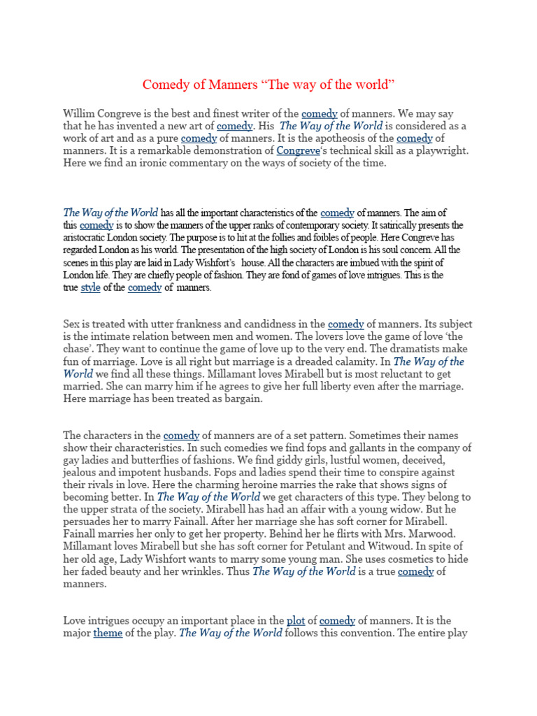 Comedy of Manners | PDF