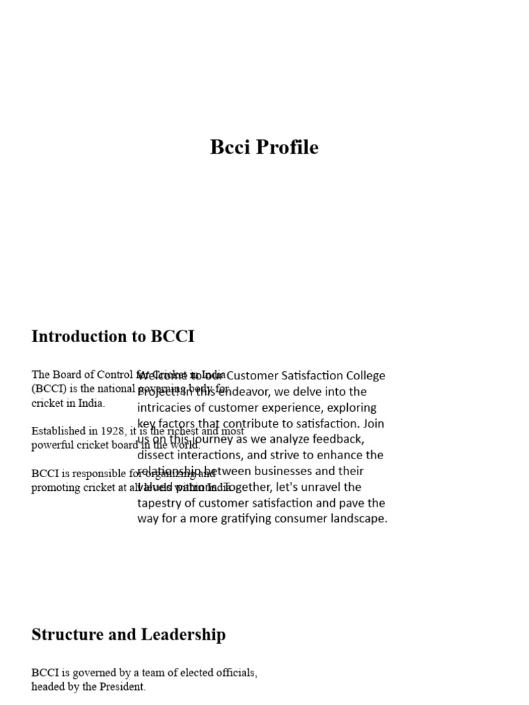 Bcci Profile | PDF | Cricket