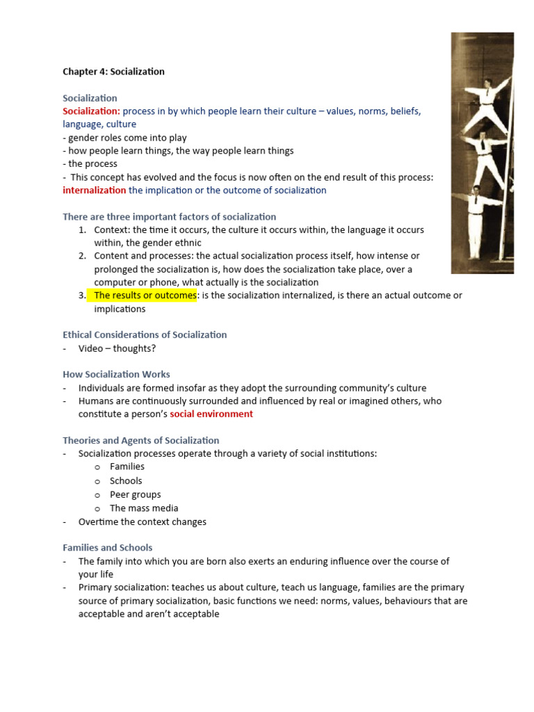 Chapter 4 - Lecture notes | PDF | Socialization | Self Concept