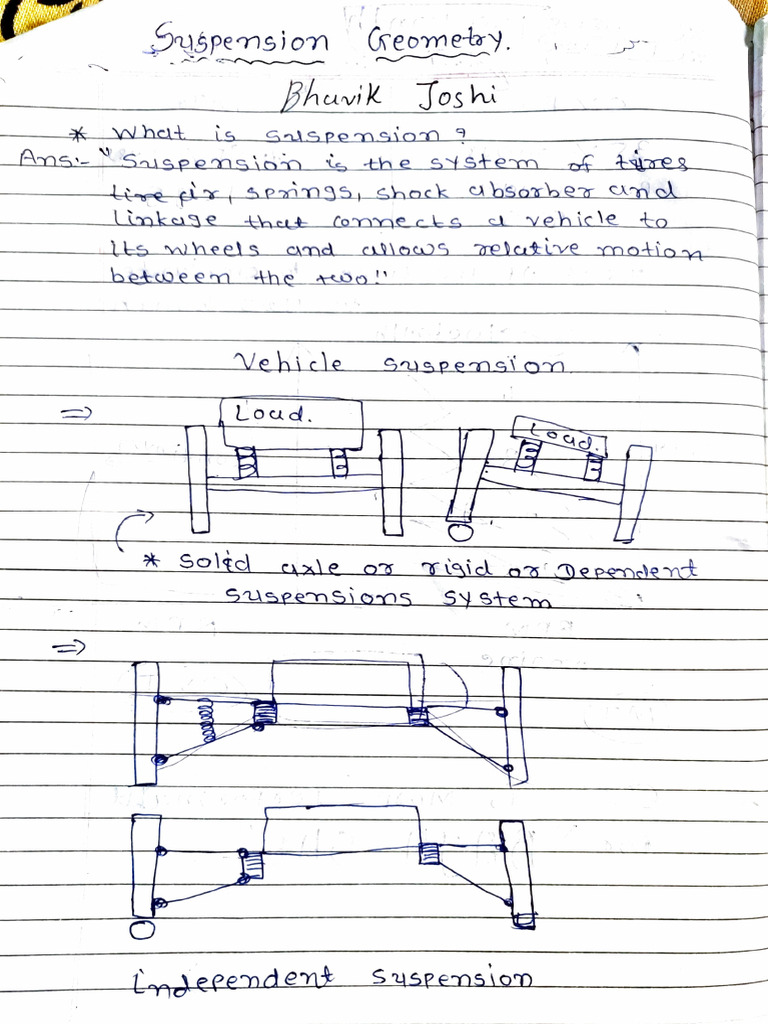 Suspension Geometry & Vehicle Dynamics Notes | PDF