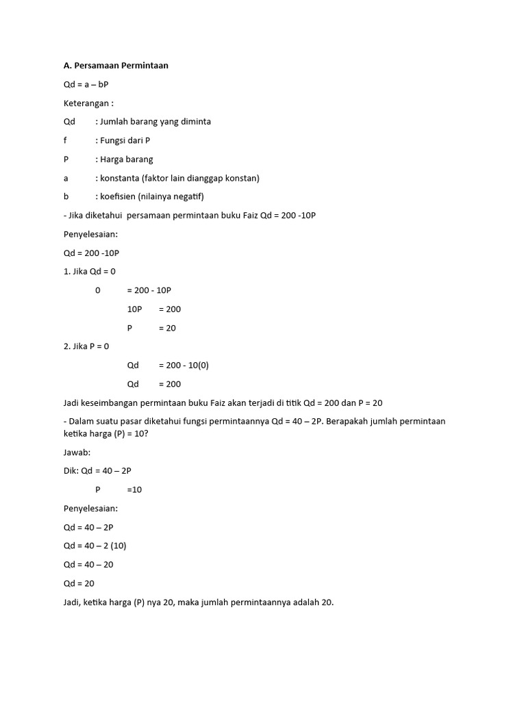 Contoh Soal Persamaan Permintaan Dan Penawaran | PDF | Metode & Bahan Ajar