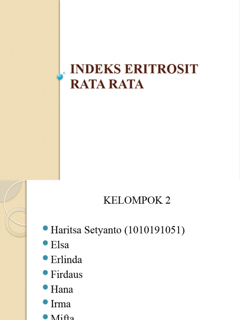 Kelompok 2 Indeks Eritrosit | PDF | Sains & Matematika