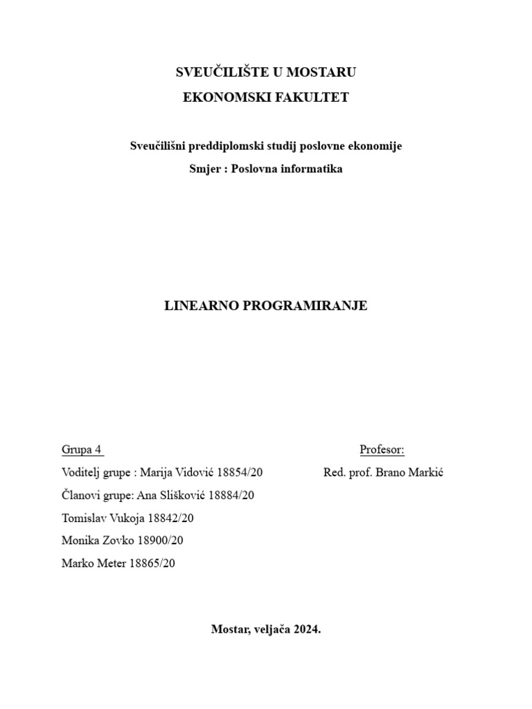 Linearno Programiranje | PDF