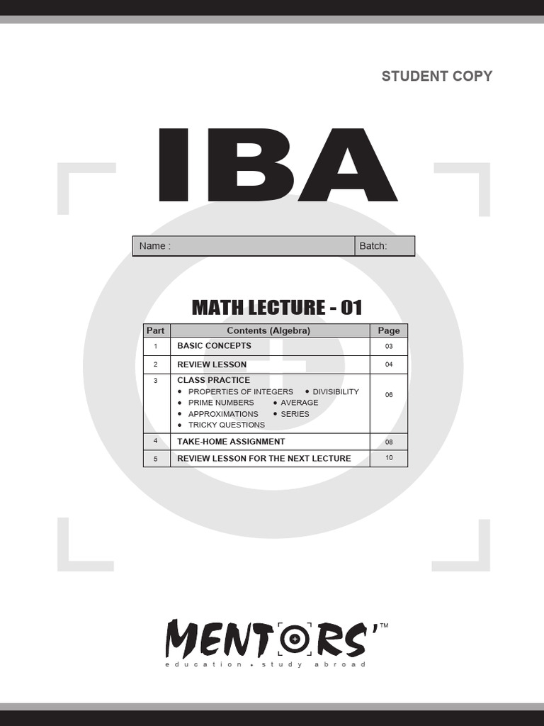 IBA BBA Math Lecture 01 | Download Free PDF | Numbers | Inequality (Mathematics)
