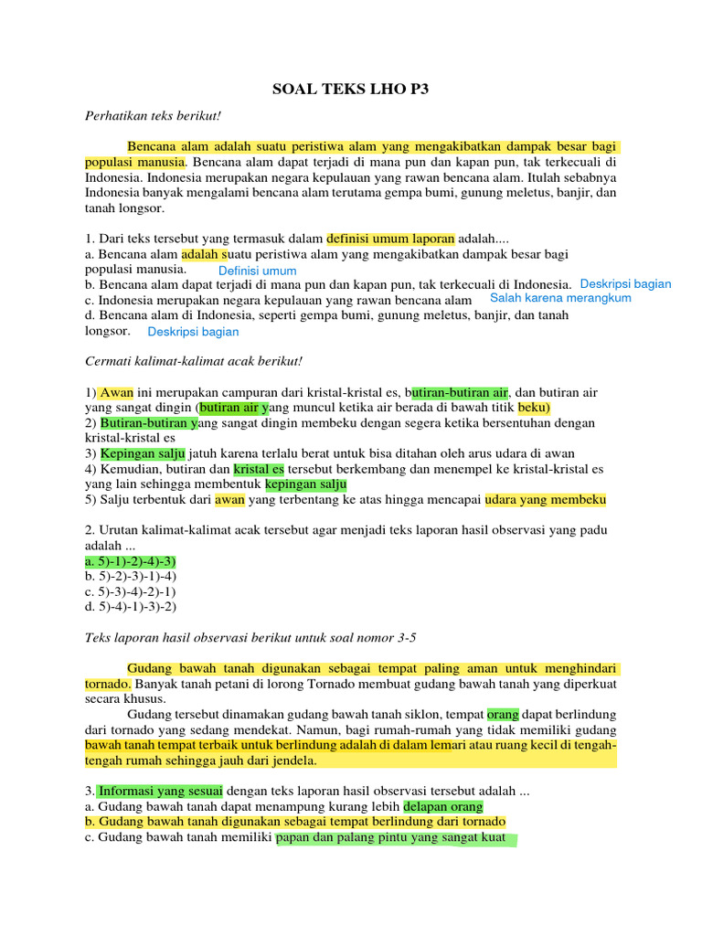 Soal Teks Lho P3 | PDF