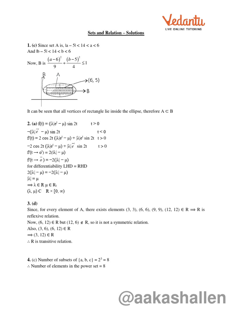 Sets and Relations Solutions | PDF | Mathematical Physics | Functions And Mappings