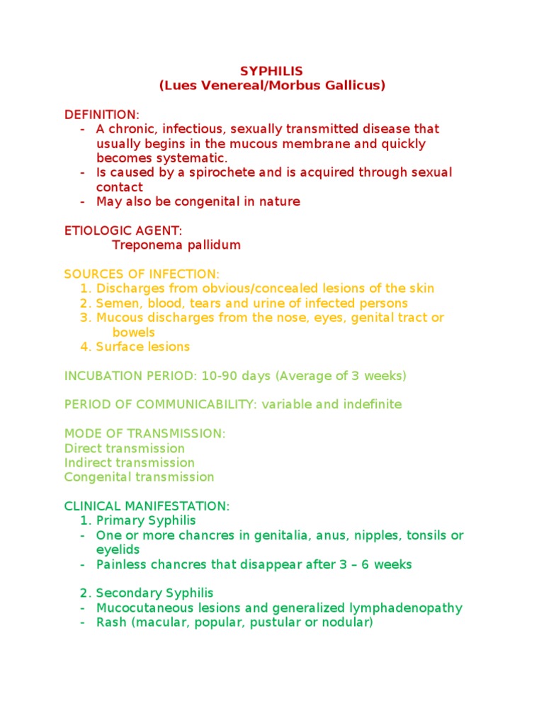 A Comprehensive Overview of Syphilis: Etiology, Clinical Manifestations ...