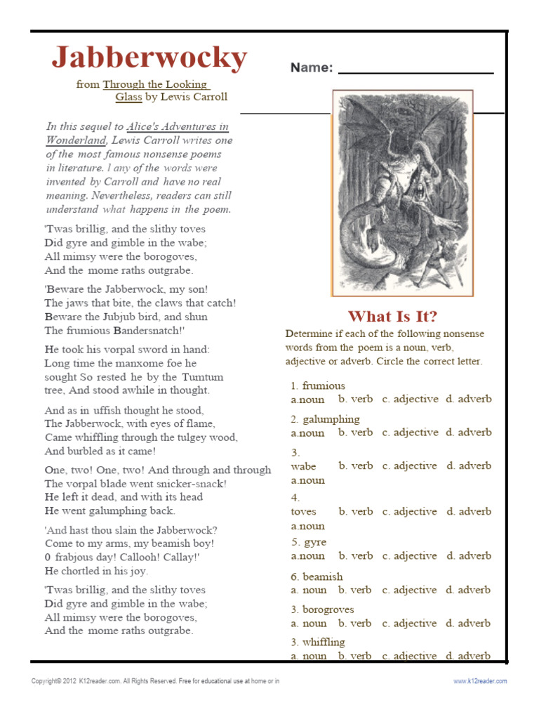 The Jabberwocky | Download Free PDF | Linguistic Morphology | Lewis Carroll