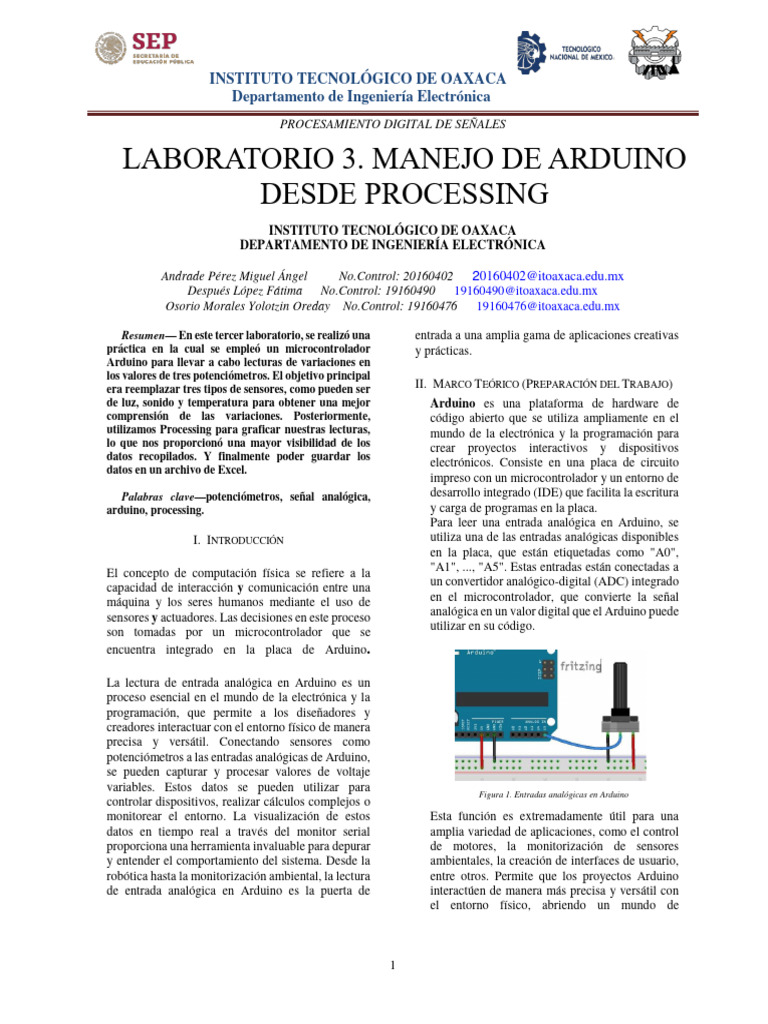 Reporte de Laboratorio 3 | PDF | Arduino | Electrónica