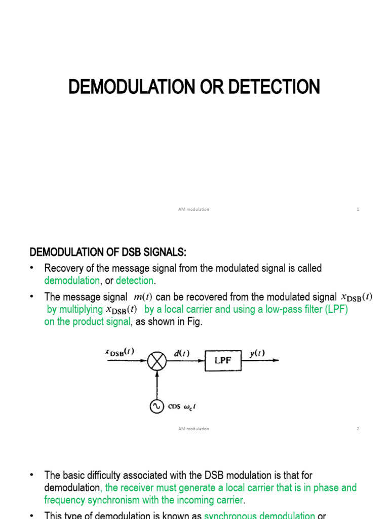 Lecture 4 2024 Detection Pdf Detector Radio Modulation