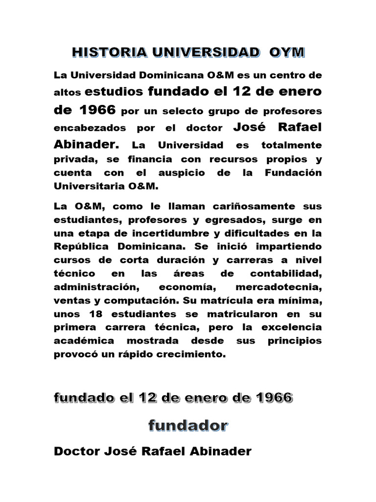 HISTORIA UNIVERSIDAD OYM nuevo | PDF