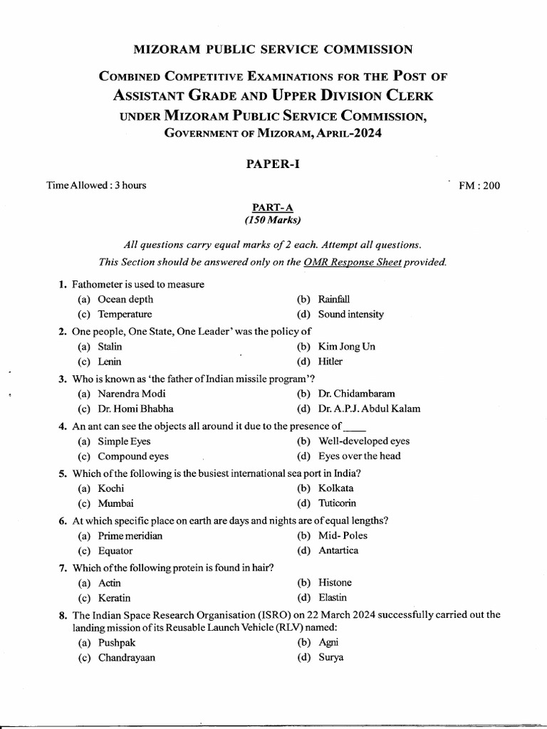 Assistant Udc Under MPSC Paper I | PDF