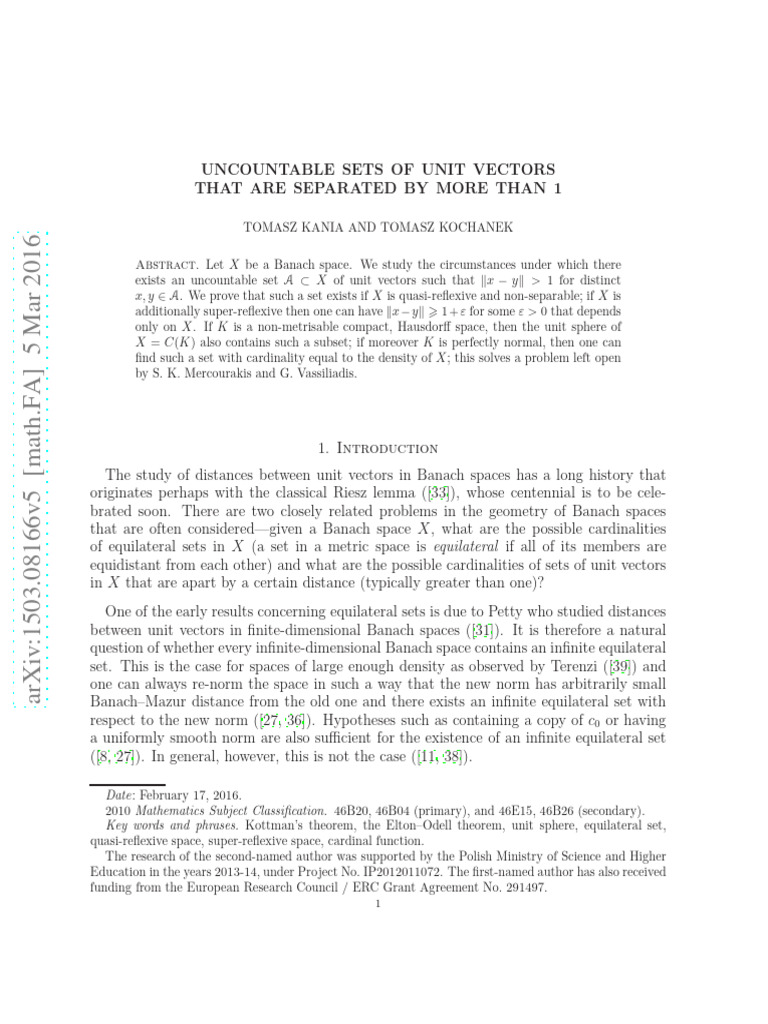 Date: February 17, 2016. Key Words and Phrases. Kottman's Theorem, The ...