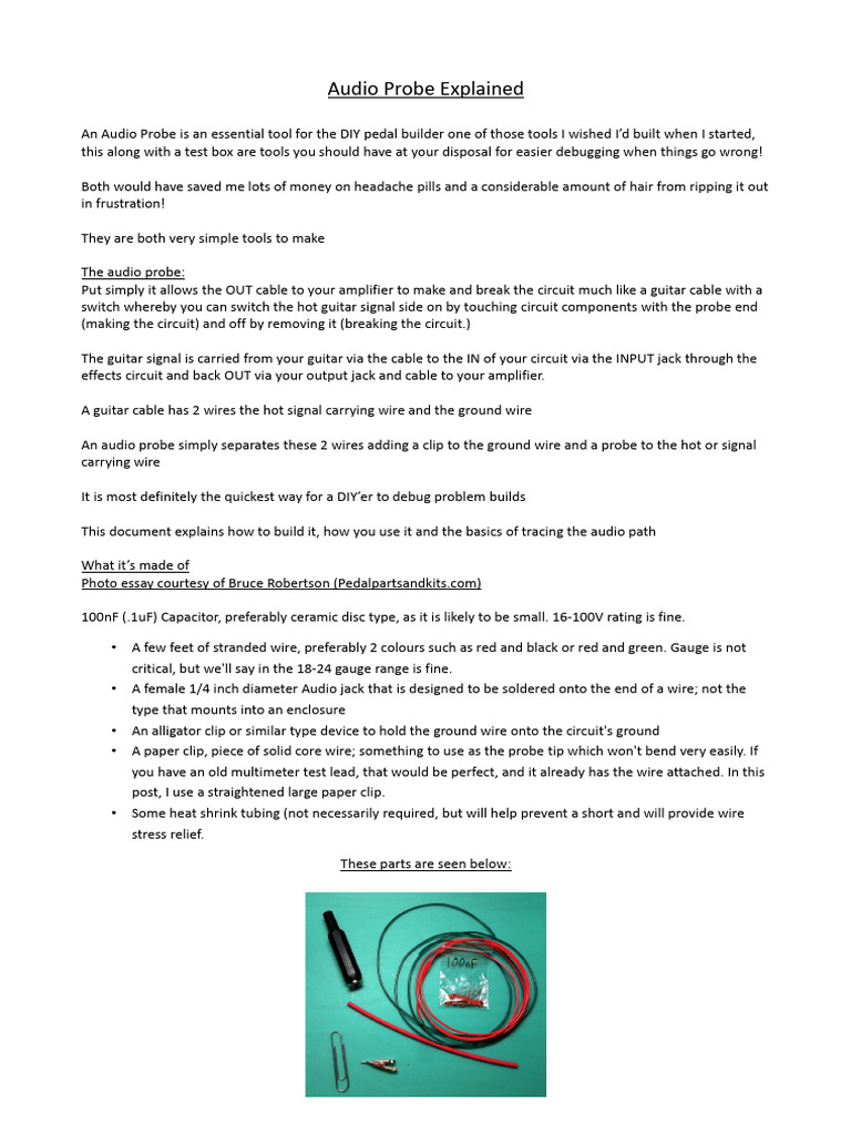 Audio Probe Plans and Explanation | Download Free PDF | Field Effect ...