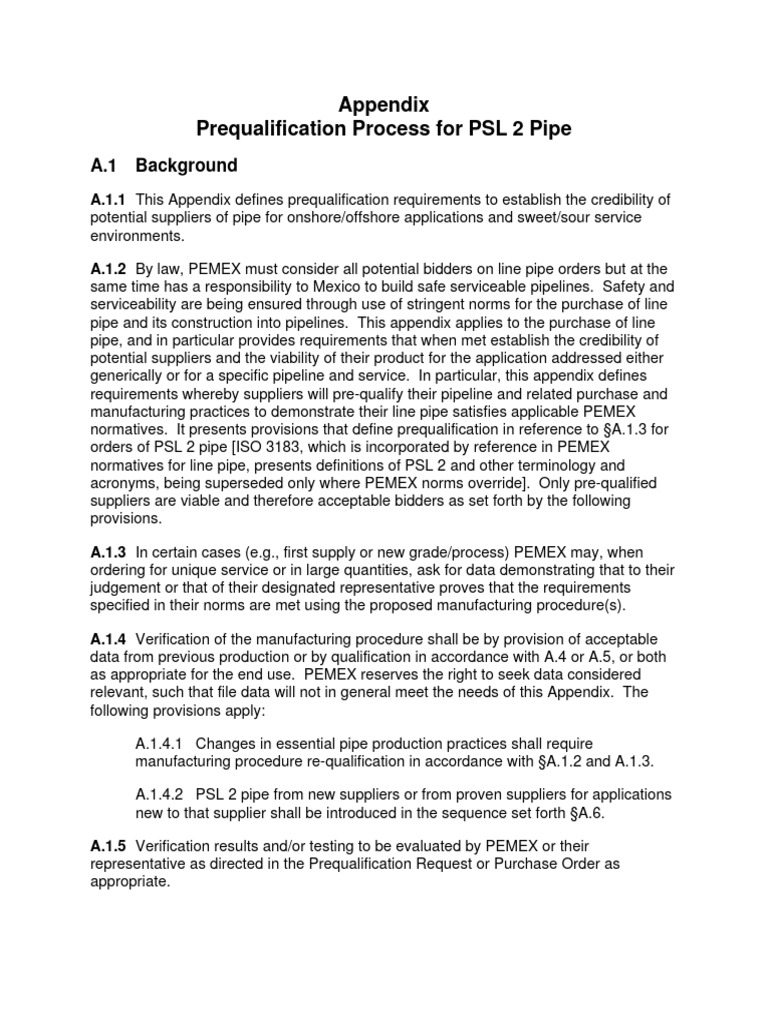 Pre Qualification Appendix R1 | PDF | Pipe (Fluid Conveyance) | Welding