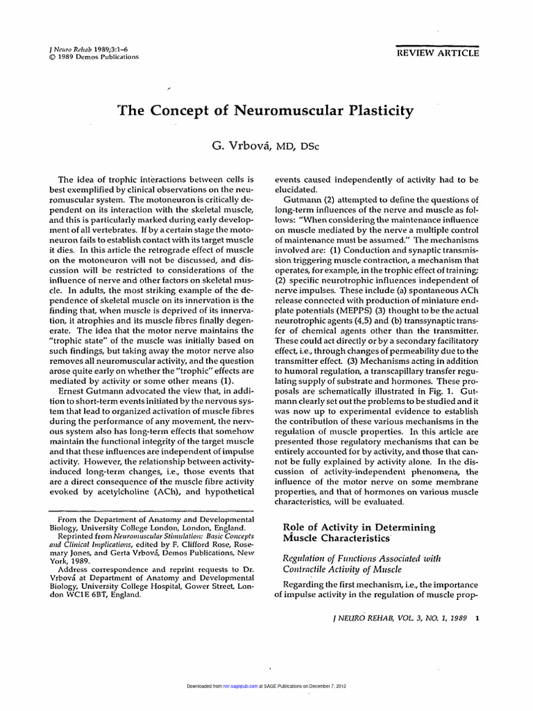 Neuromuscular Plasticity | PDF | Acetylcholine | Skeletal Muscle