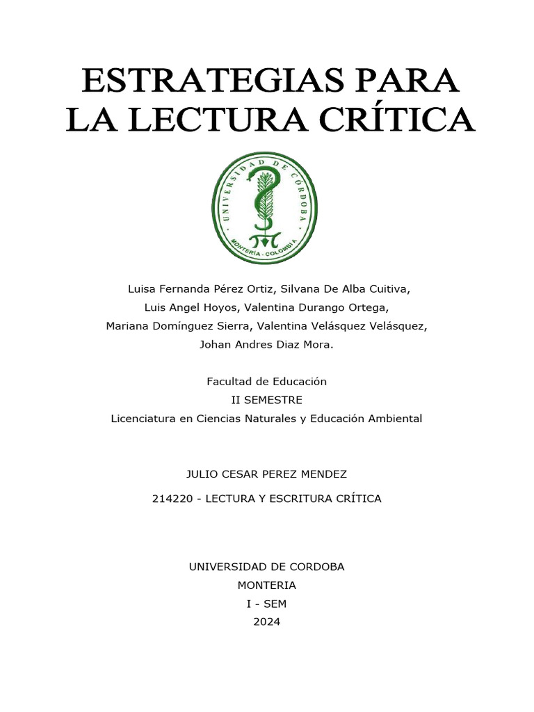 ESTRATEGIAS PARA LA LECTURA CRÍTICA | PDF | Ensayos | Pensamiento
