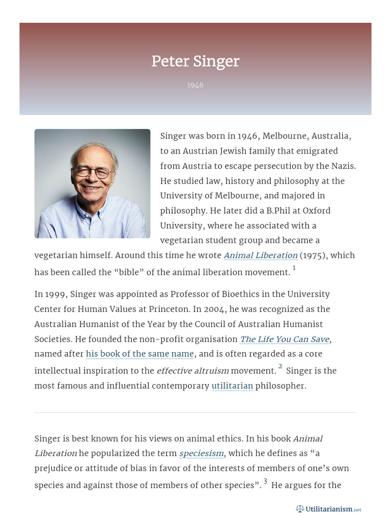Peter_Singer_Utilitarianism_net | Download Free PDF | Applied Ethics ...