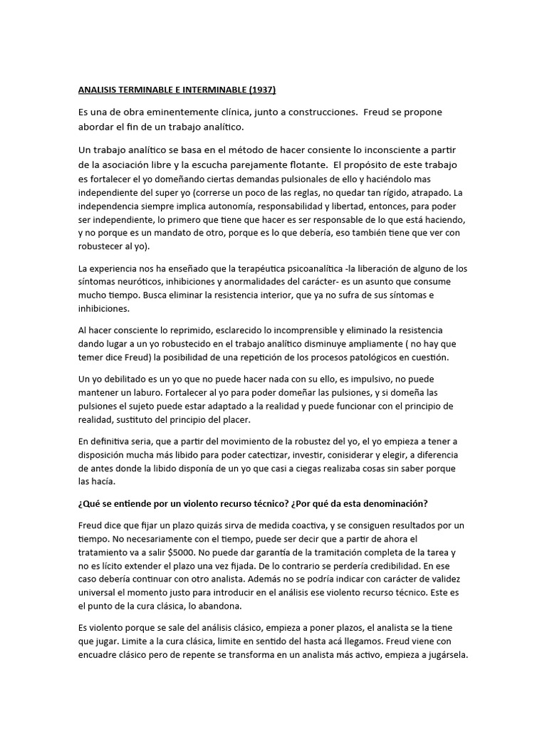 Analisis Terminable e Interminable | PDF | Trauma psicólogico ...