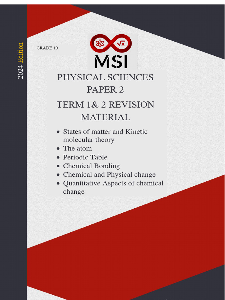 Grade 10 Physical Sciences Revision | PDF | Chemistry | Molecules