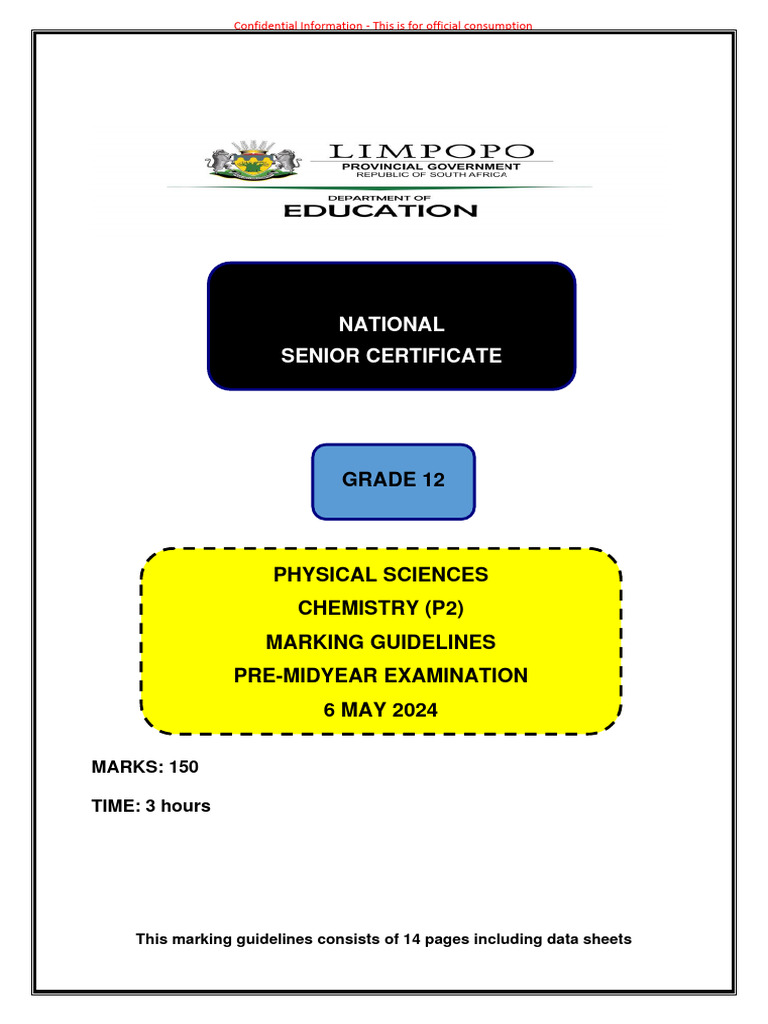 Physical Sciences p2 Pre-Midyear Examination Marking Cuidelines Grade ...