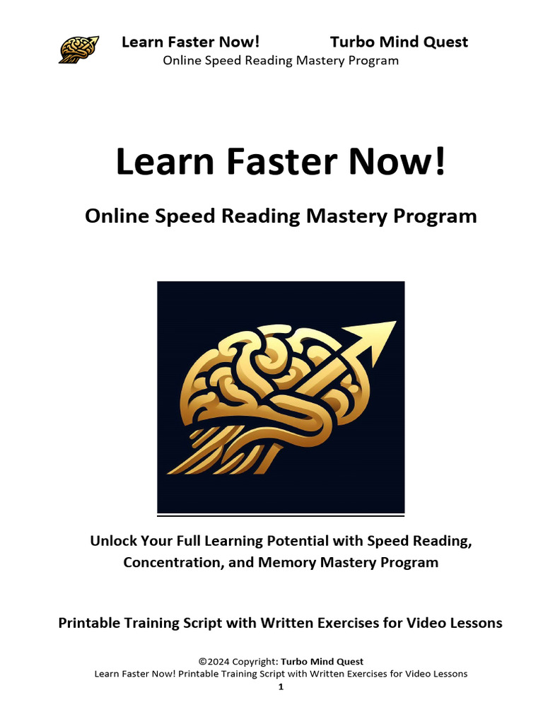 Learn Faster Now - Printable Training Script With Written Exercises For Video Lessons | PDF ...
