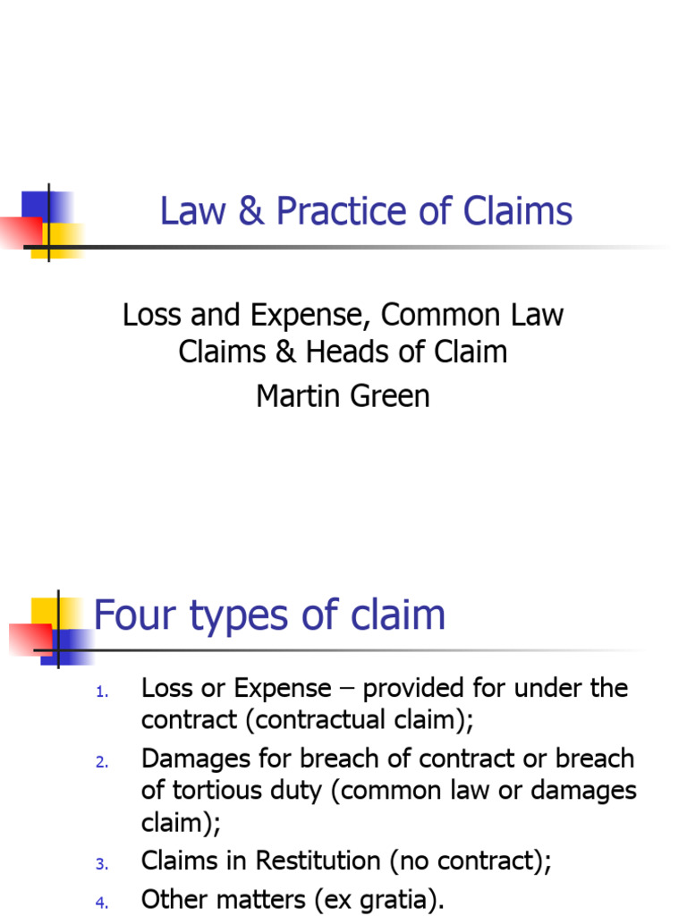 3) Lecture Slide - Claims | PDF | Breach Of Contract | Damages