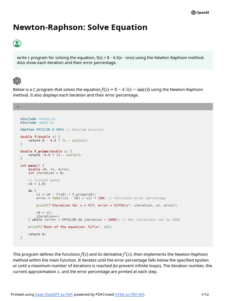 Newton-Raphson_ Solve Equation | Download Free PDF | Mathematics Of Computing | Numerical Analysis