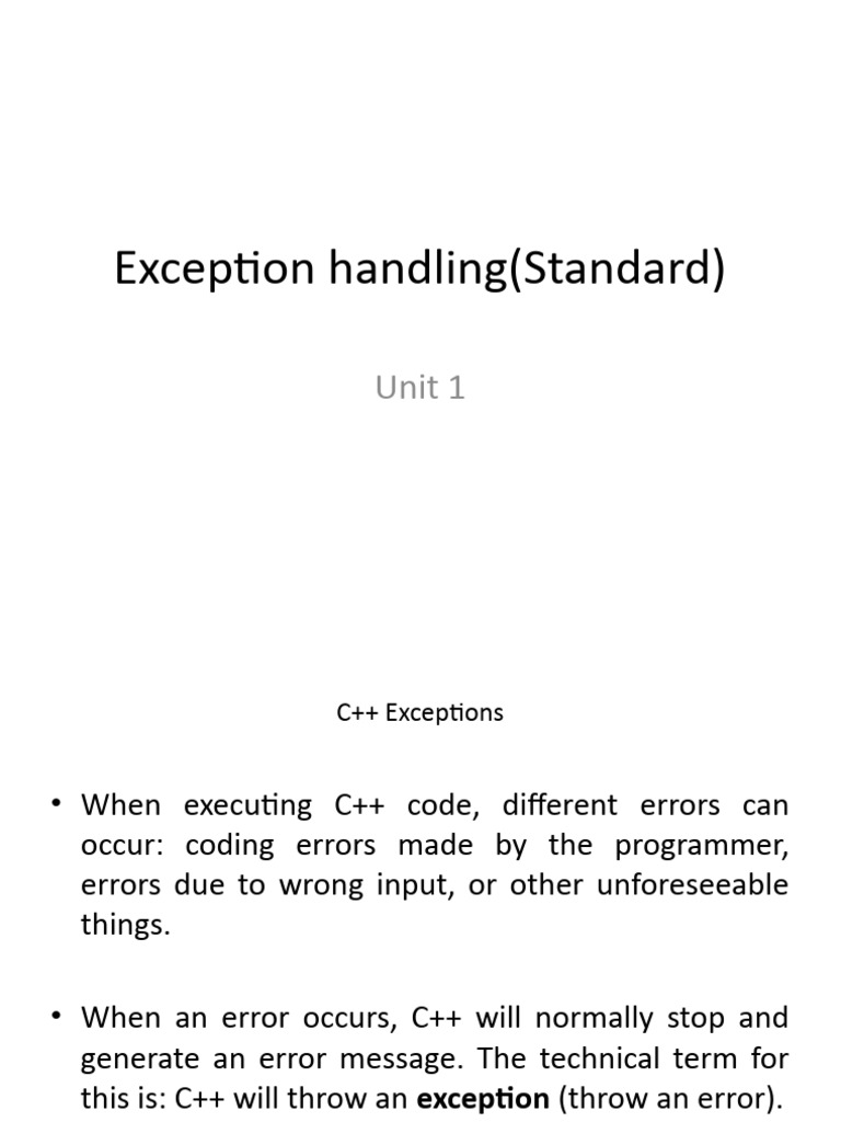 Exception Handling (Standard) | PDF | C++ | Namespace