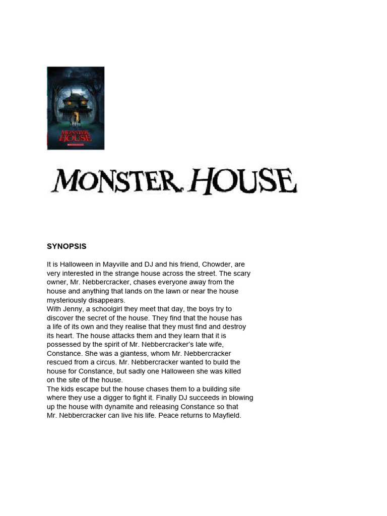 Monster House Movie Activity (Students Sheet) | PDF