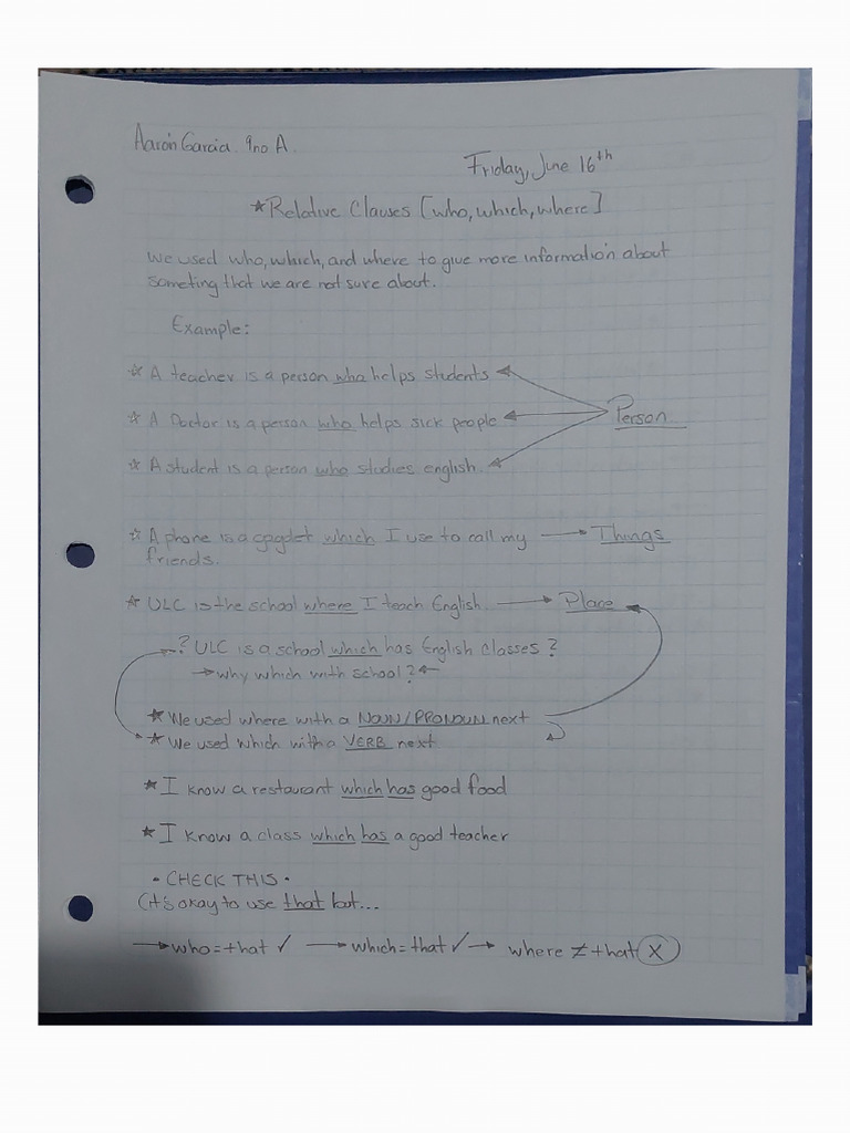 Relative Clauses_Notes Notebook | PDF