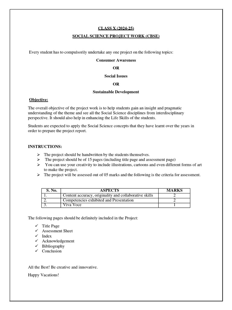 Class 10 CBSE Social Science Project (2024-25) | PDF