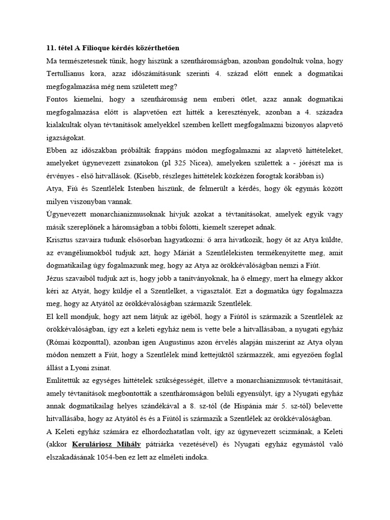 Tétel Filioque Vita | PDF