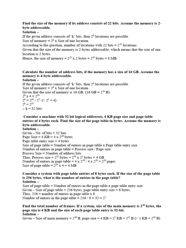 OS - Numerical Questions | PDF | Process (Computing) | Byte