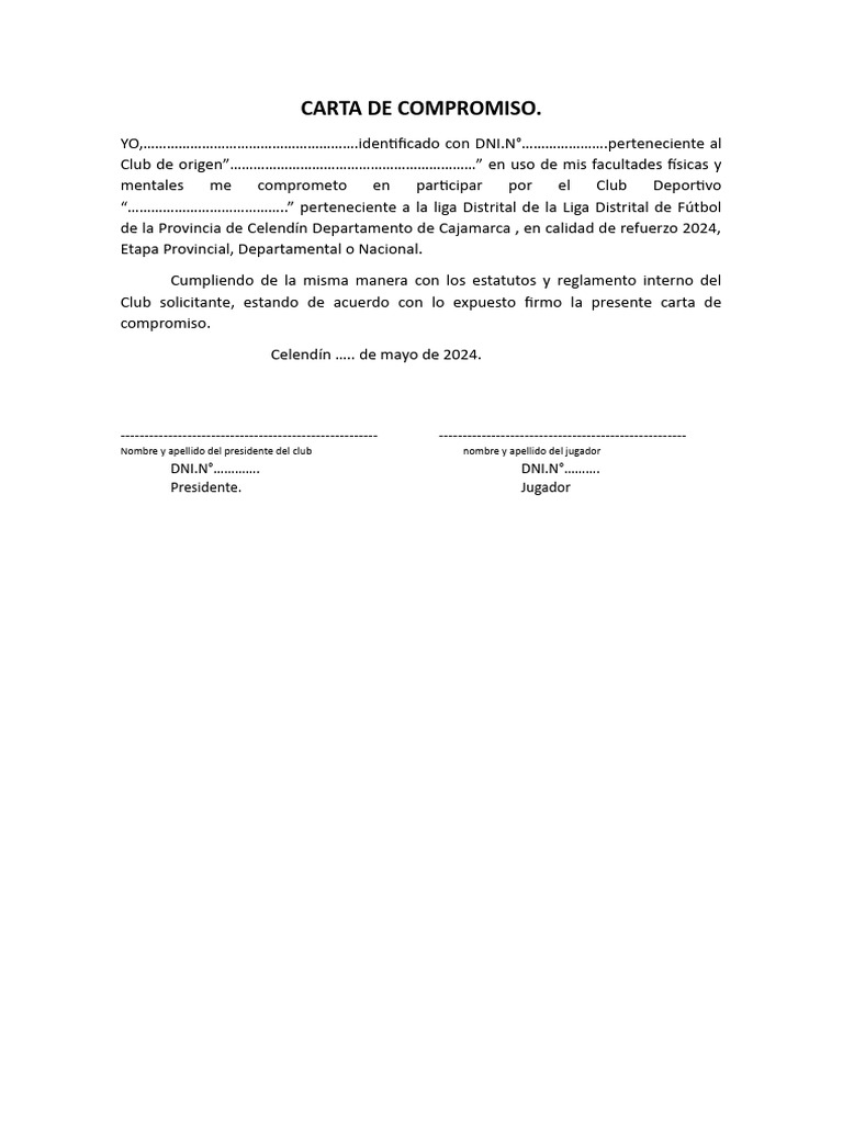 CARTA DE COMPROMISO | PDF