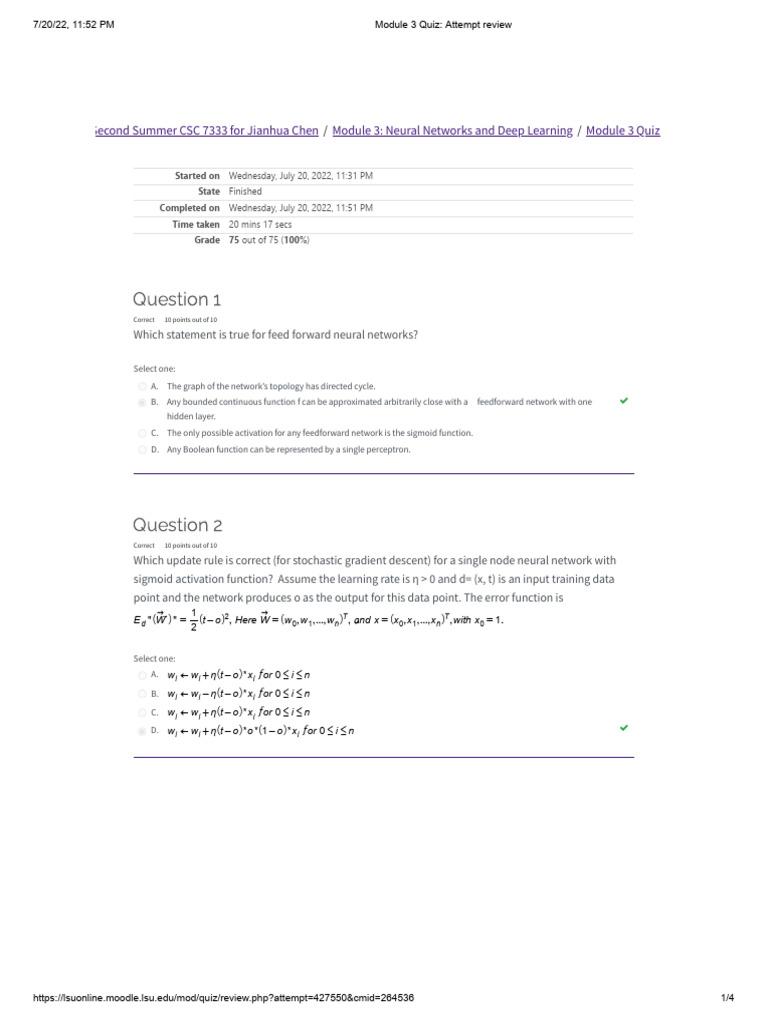 Module 3 Quiz_review | PDF | Deep Learning | Artificial Neural Network Module 3 Quiz_review | PDF | Deep Learning | Artificial Neural Network