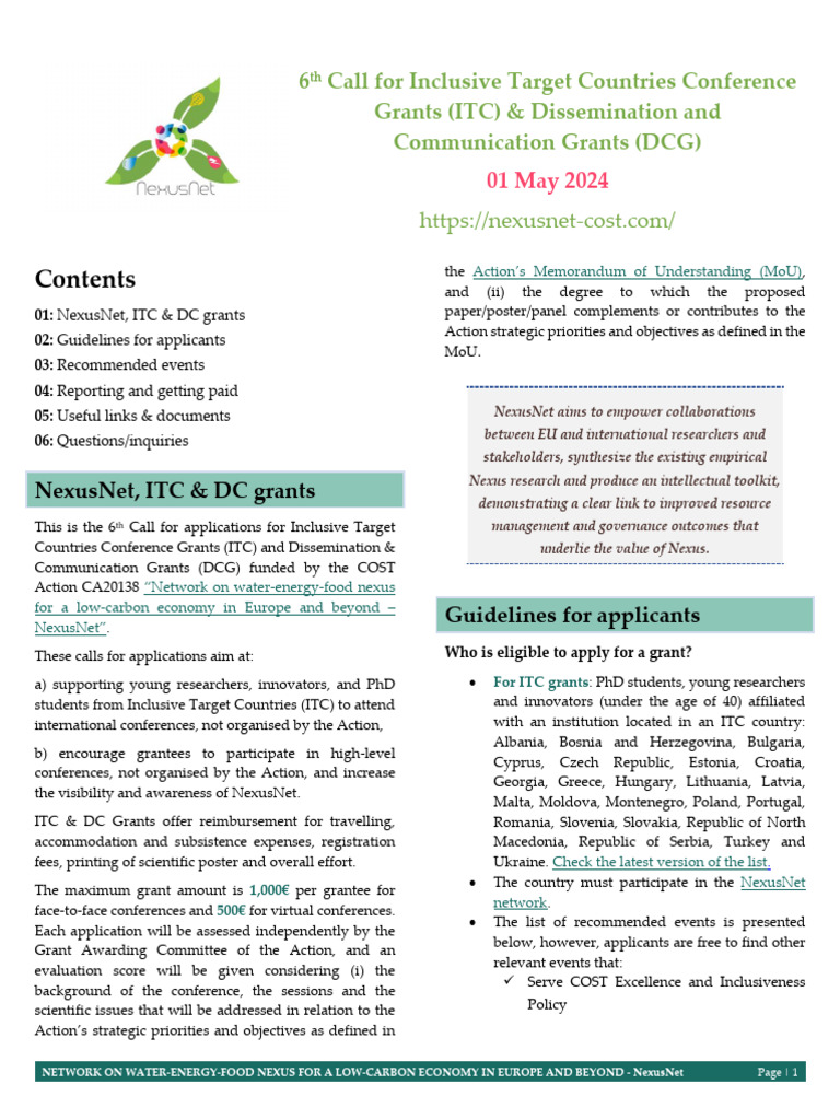 NexusNet ITCs-DCGs CALL6 FV | PDF | European Union