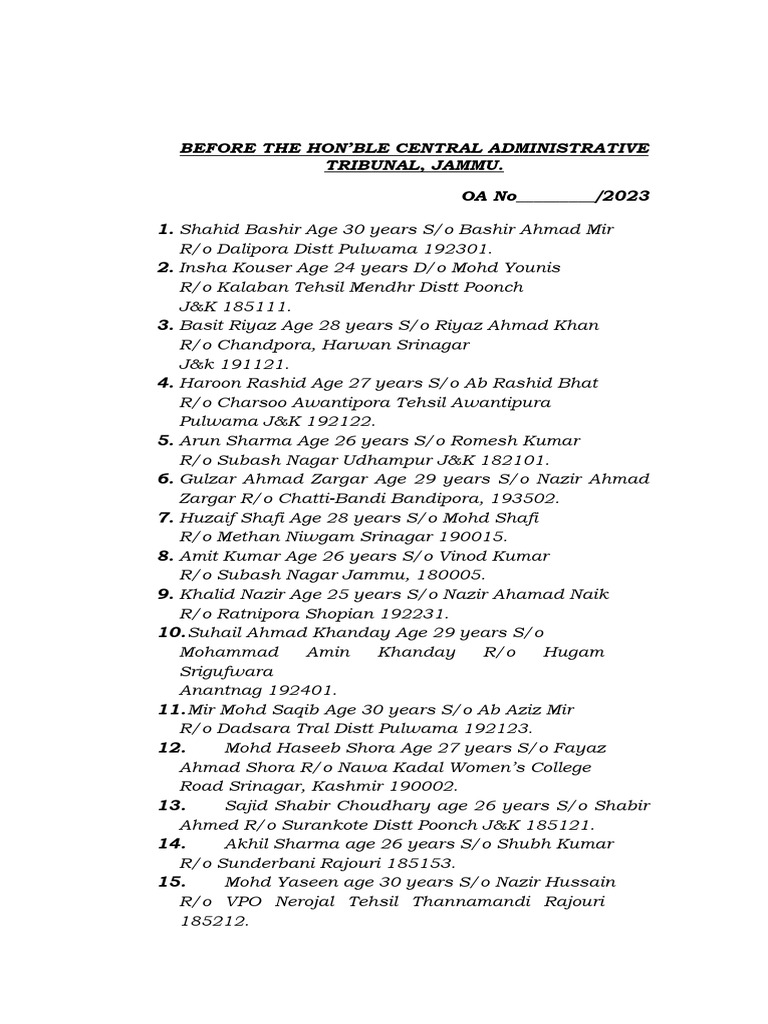 Impleadment Application for Asst. Engineer | PDF | Affidavit | Justice