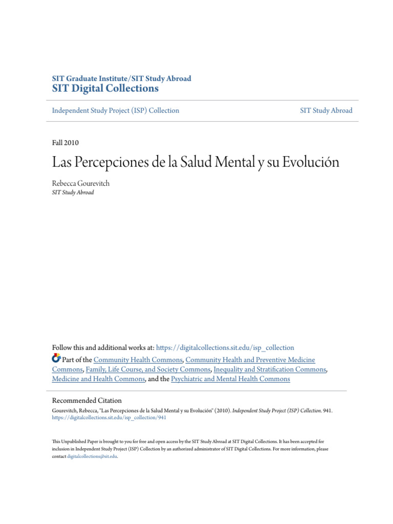 Las Percepciones de La Salud Mental y Su Evolución | Descargar gratis PDF | Salud mental ...