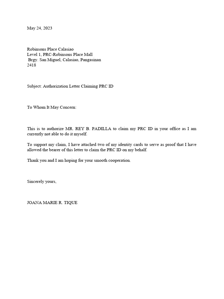 Authorization Letter | PDF | Career & Growth | Law