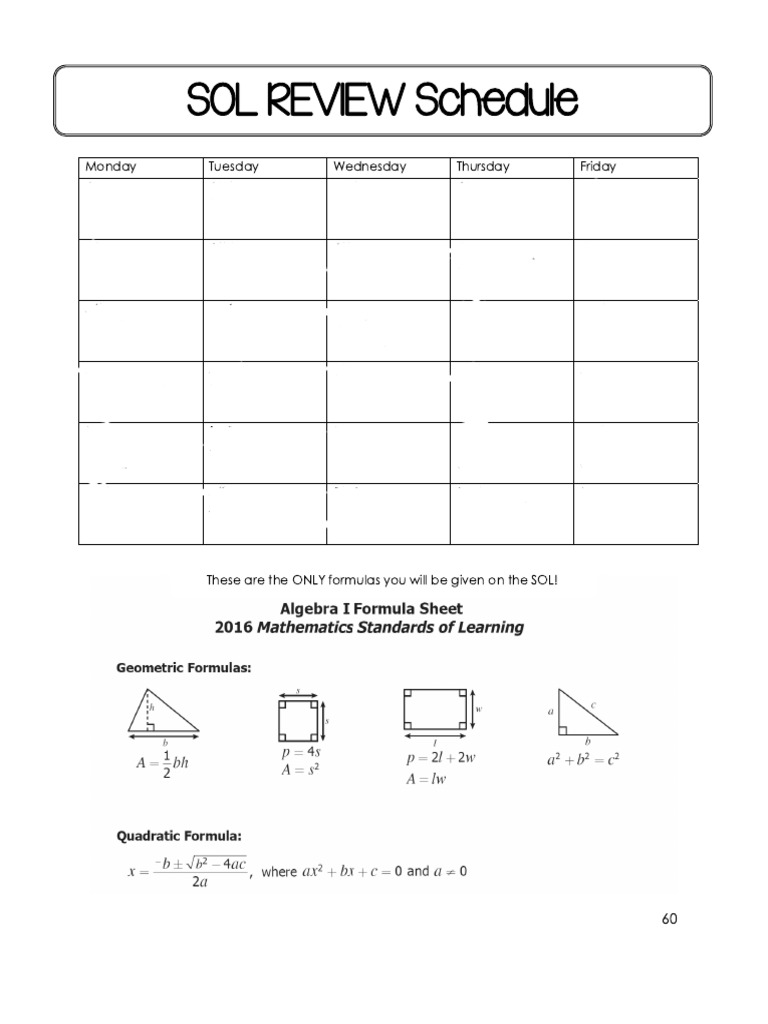 Algebra 1 Q4 SOL Review Section | PDF