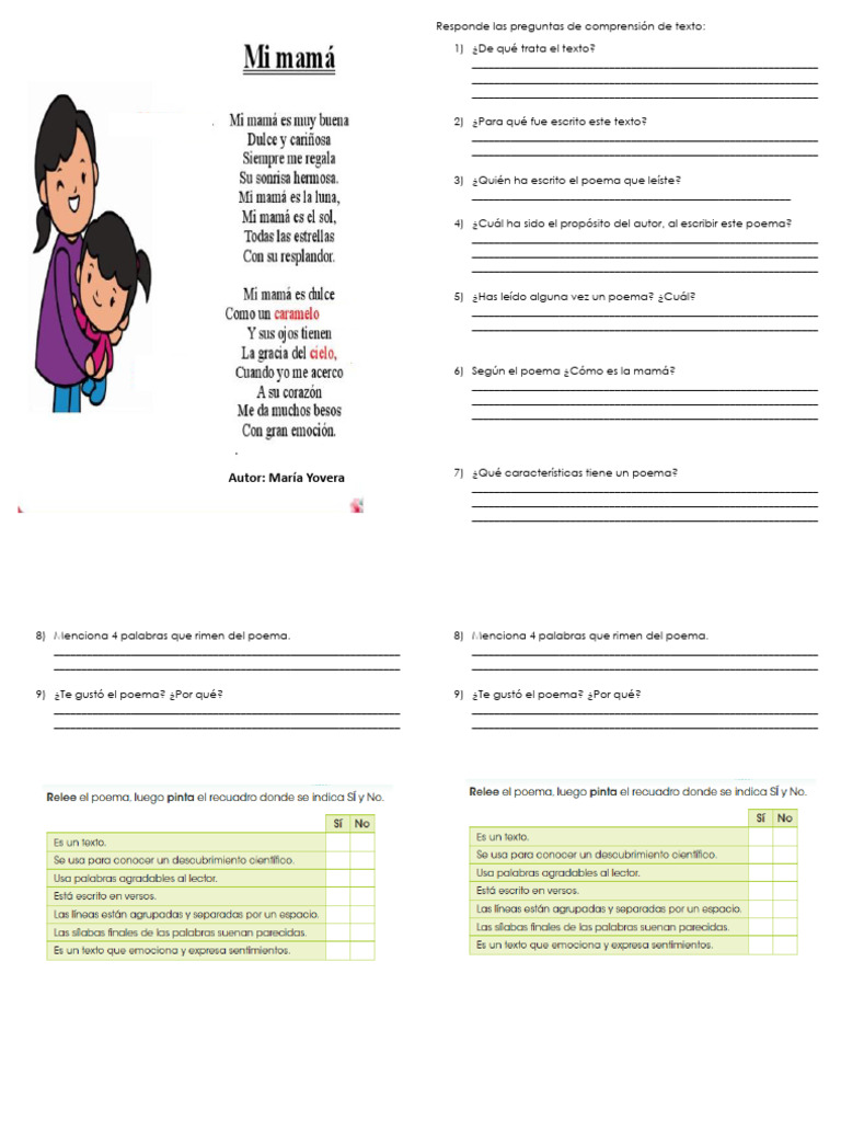 Ficha Leemos Un Poema A Mama 08-05-24 | PDF