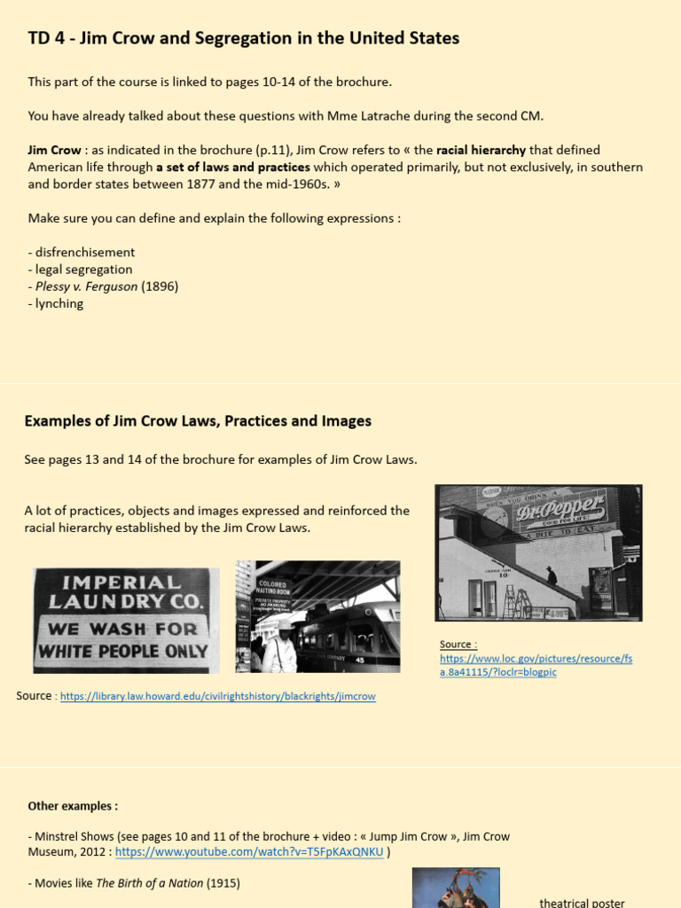 Jim Crow Laws and Their Impact | PDF | Jim Crow Laws | Society Of The ...