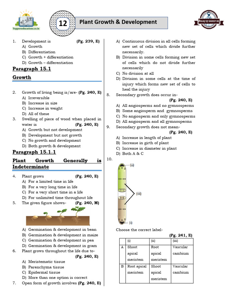 12.-Plant-Growth-And-Development A | PDF | Developmental Biology | Auxin