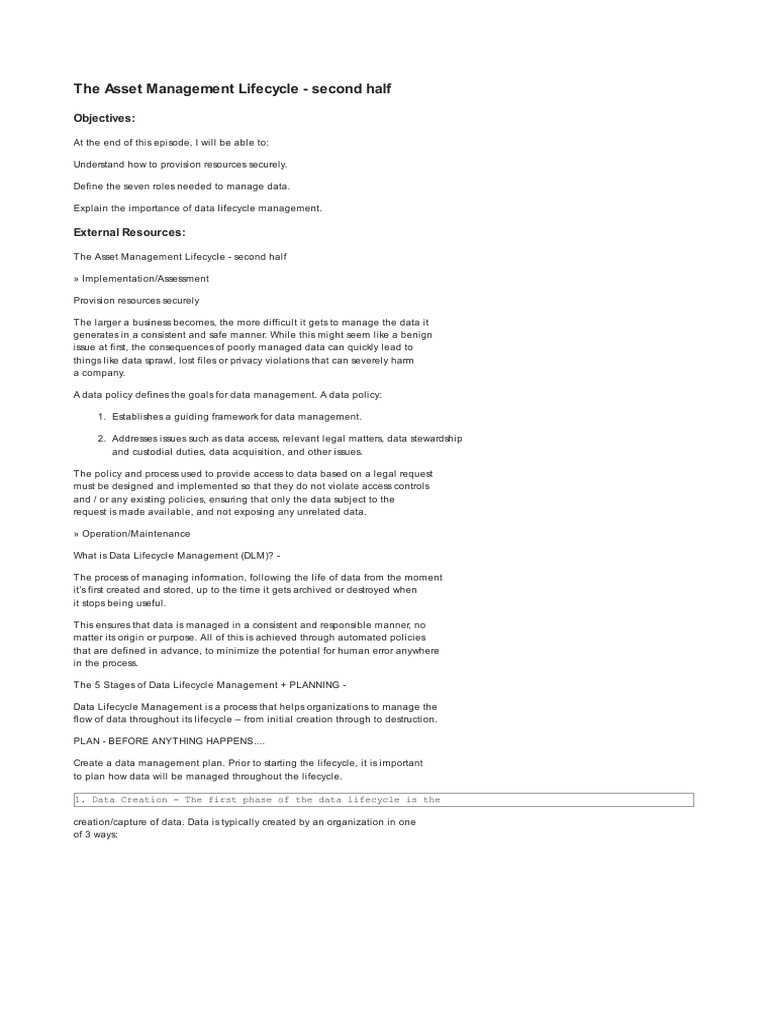 Isc2 SSCP 1 6 1 The Asset Management Lifecycle Second Half 031422 | PDF ... Isc2 SSCP 1 6 1 The Asset Management Lifecycle Second Half 031422 | PDF ...