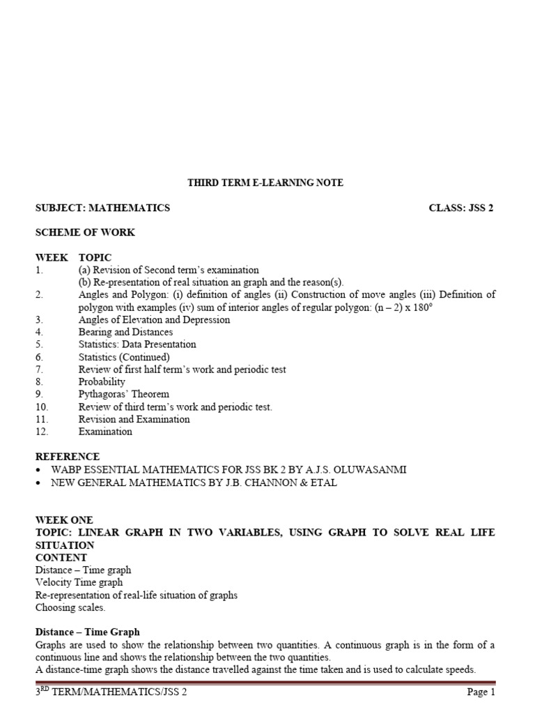 JSS 2 Mathematics E-Learning Guide | PDF | Equations | Polygon